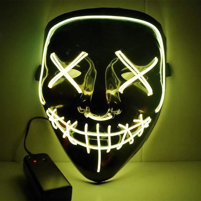 Halloween Masque Effrayant pour Cosplay Costume LED Rave Masque Facial ...