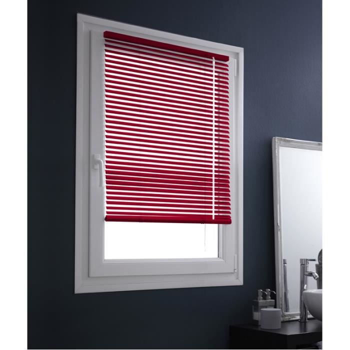 MADECOSTORE Store Vénitien Aluminium 25mm sans perçage - Rouge - L42 x ...