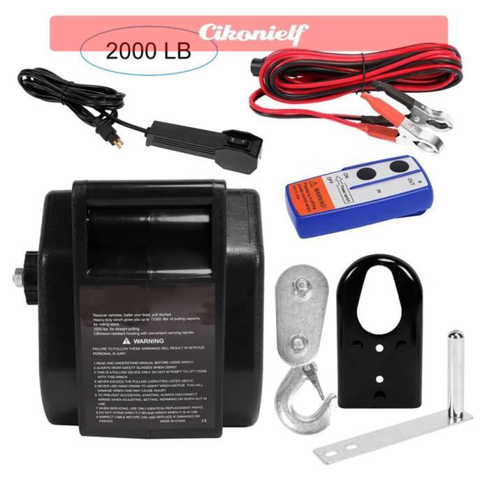 Treuil électrique 12 V - CIKONIELF - Télécommande sans fil - Double ...