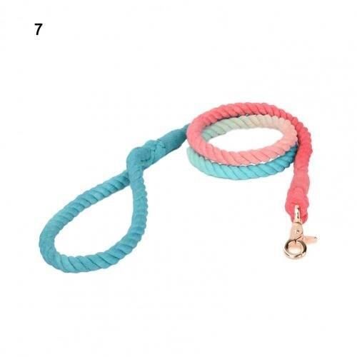 Gradient Rainbow Lead Rope Wear-resistant Braid Cotton Long Leashes Dog ...