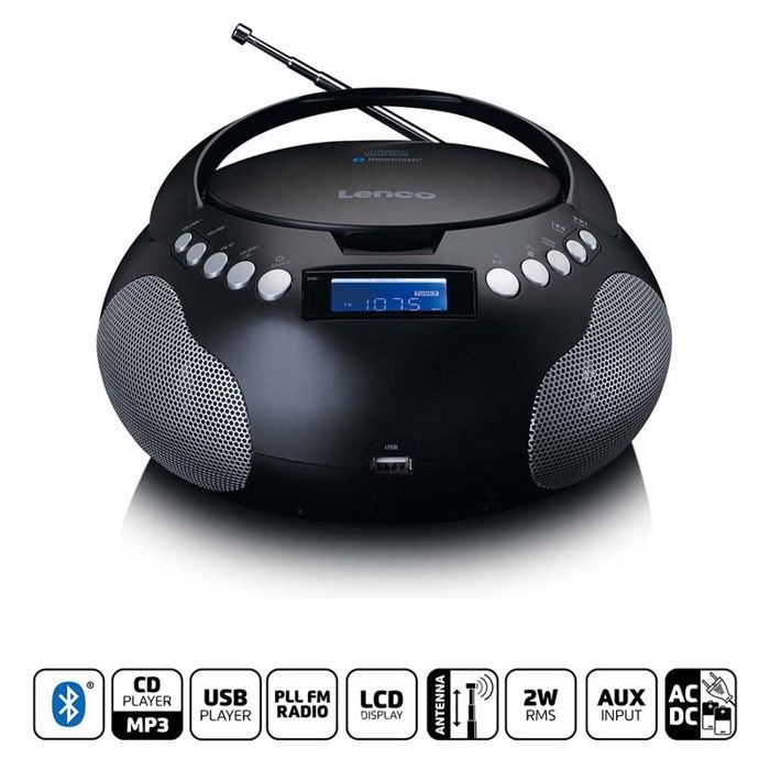 Lenco SCD-331BK - Radio et lecteur CD/MP3 portable avec USB et Bluetooth® - Noir - Cdiscount TV ...