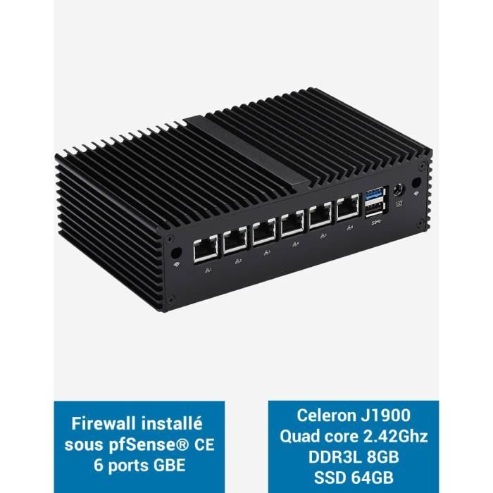 Firewall pfSense® Q1x Celeron J1900 6 ports Gigabit 8Go SSD 60Go ...