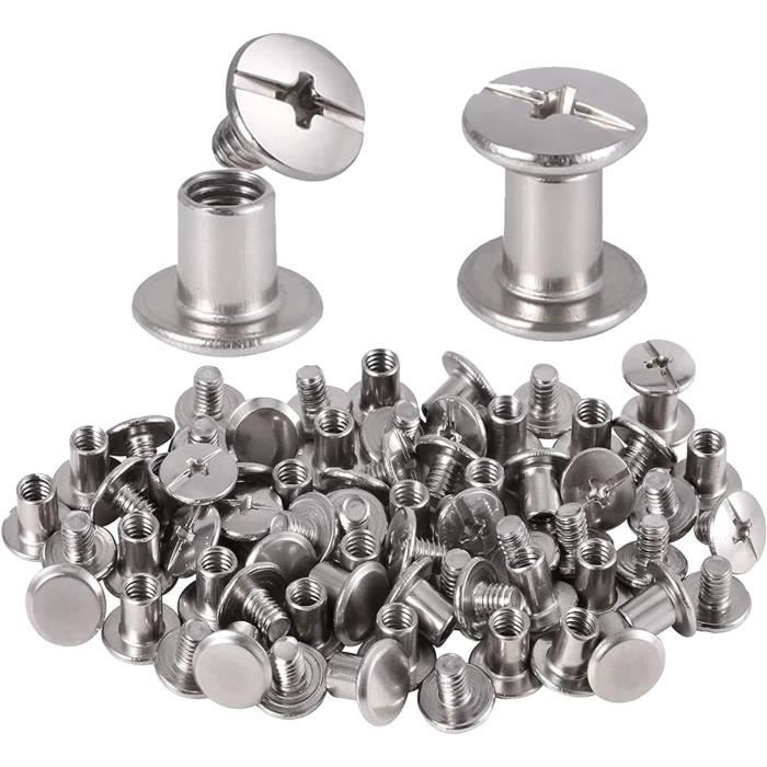 80 Pièces Rivets Pour Cuir, Kits Vis Chicago, Rivets De Reliure En ...