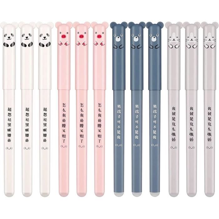 THETAG Stylos Gel Effaçables, 12 Pièces Stylo à Bille Effaçable, Stylos ...