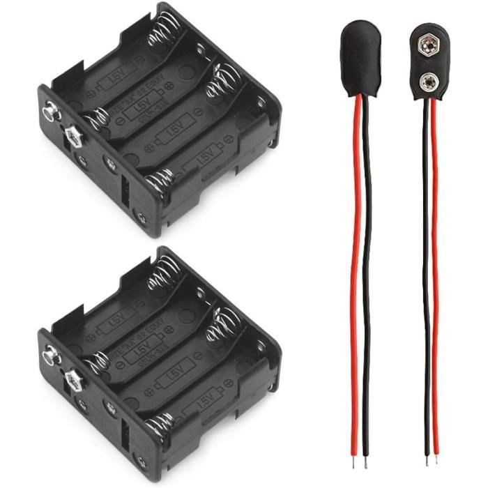 2 pcs Boîte de rangement pour piles 12 V 8 piles AA Avec connecteur ...