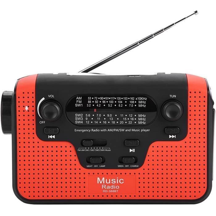 Radio Portable Fm-Am - Sw1 - Sw2 - Sw3 - Sw4, Radio Solaire Ou À Manivelle Bluetooth Sans Fil ...