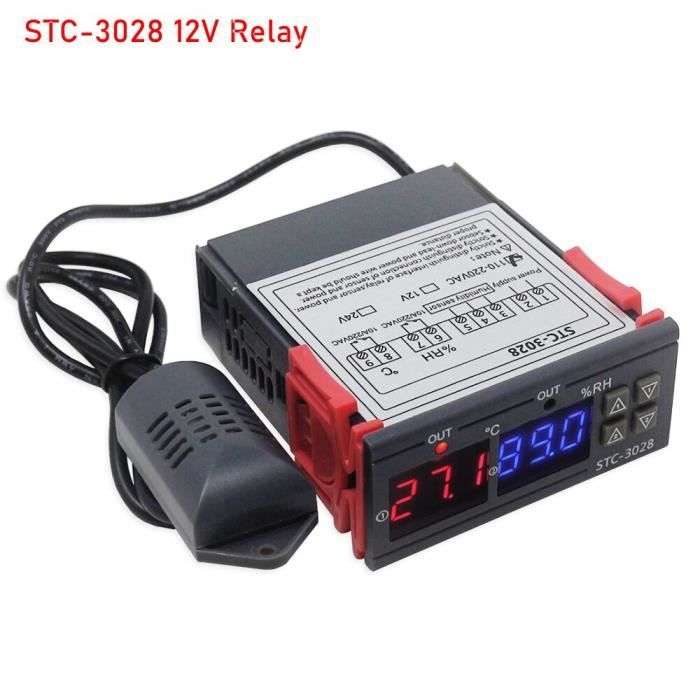 STC-3028 12V -STC 3028 KT100 double régulateur d'humidité de la température numérique Thermostat ...