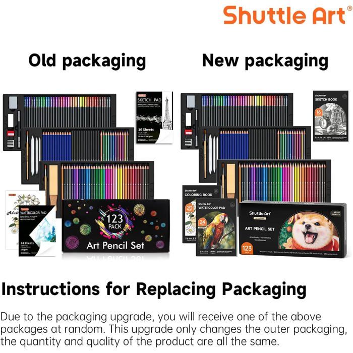 Shuttle Art Kit de Dessin Professionnel, 123 Pièces de Set de Crayons ...