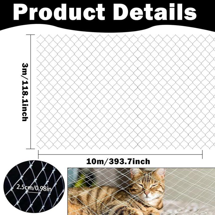 Filet de protection pour chat - SIGHTMARK - 10x3 m - Blanc - Sans ...