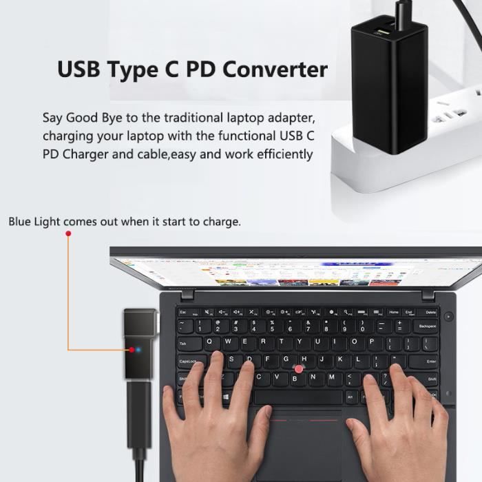 6.0-3.7 mm - Prise USB 100W PD Spoof Type C femelle à mâle universel ...