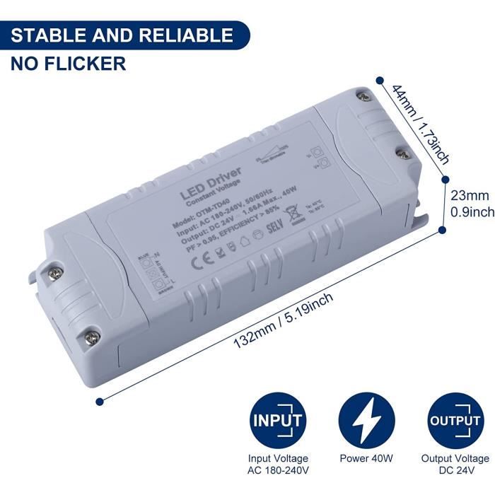 Alimentation LED 24V 20W, Transformateur 220V 24V Dimmable 0.83A, AC à DC Transfo LED Tension ...