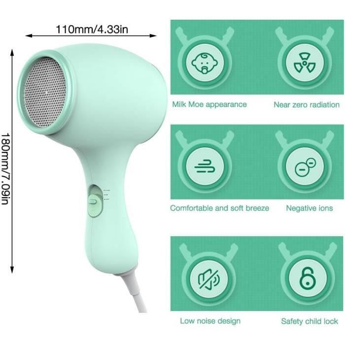 FGJCJ Seche Cheveux Enfant, 550W Mini Sèche-Cheveux pour Garçon, Sèche ...
