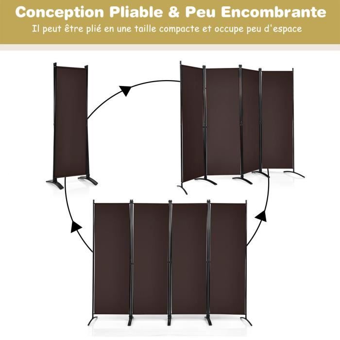 COSTWAY Paravent sur Pied 4 Panneaux Pliable 220x173 CM, Cloison de ...