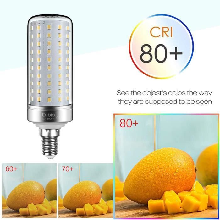 Ampoules LED E14 Blanc Chaud 3000K 25W 2500LM Candélabre ampoules 200W équivalent, \u2002Argent ...