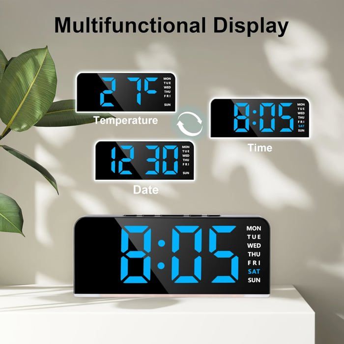 Digital Alarm Clock with Lower Nightlight, LED Alarm Clock with Large ...
