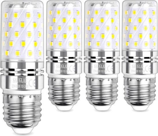 LED Ampoule à Maïs 12W 100W Équivalent Ampoules à Incandescence E27 Edison Vis 4000K Blanc ...