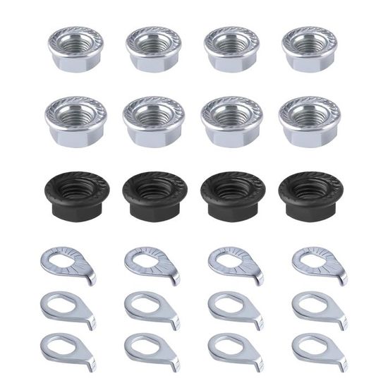 24pcs Ecrou a Embase et Rondelle de Sécurité de Vélo, Acier au Carbone ...