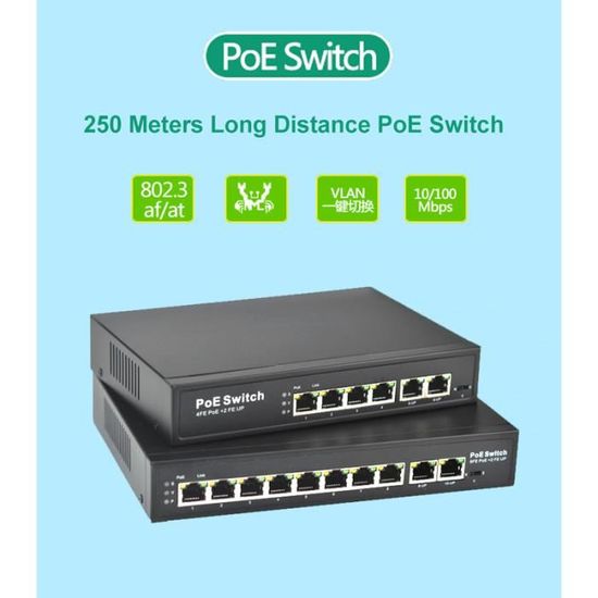 -9 ports long range POE Switch with 8 POE ports , 300 meters Power to ...