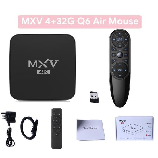 Ue Plug - 4 32G Q6 - Boîte de TÉLÉVISION intelligente Android 11 4K Avec Amlogic S905W2 2 + 16G ...