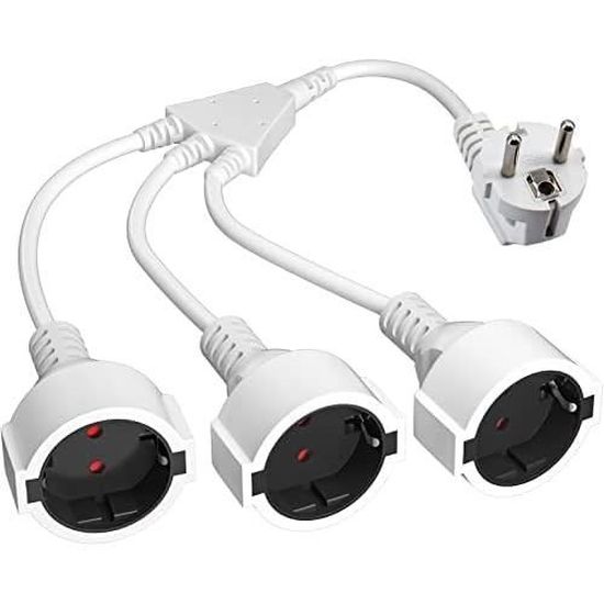 Câble D'Extension Avec 3 Prises Schuko, Adaptateur De Prise 3 En 1 Avec ...