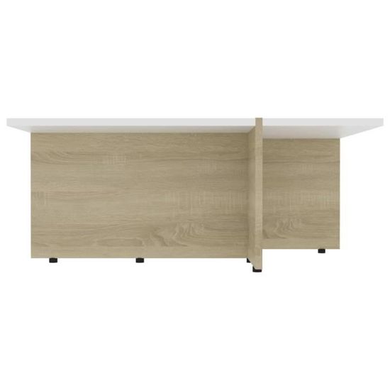 ABB Table basse Blanc et chêne sonoma 79,5x79,5x30 cm Aggloméré ...
