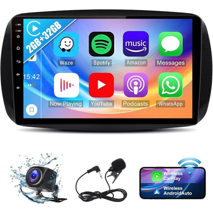 IBEAFILLY Autoradio pour Mercedes Benz Smart Forfour Fortwo 453,CarPlay ...
