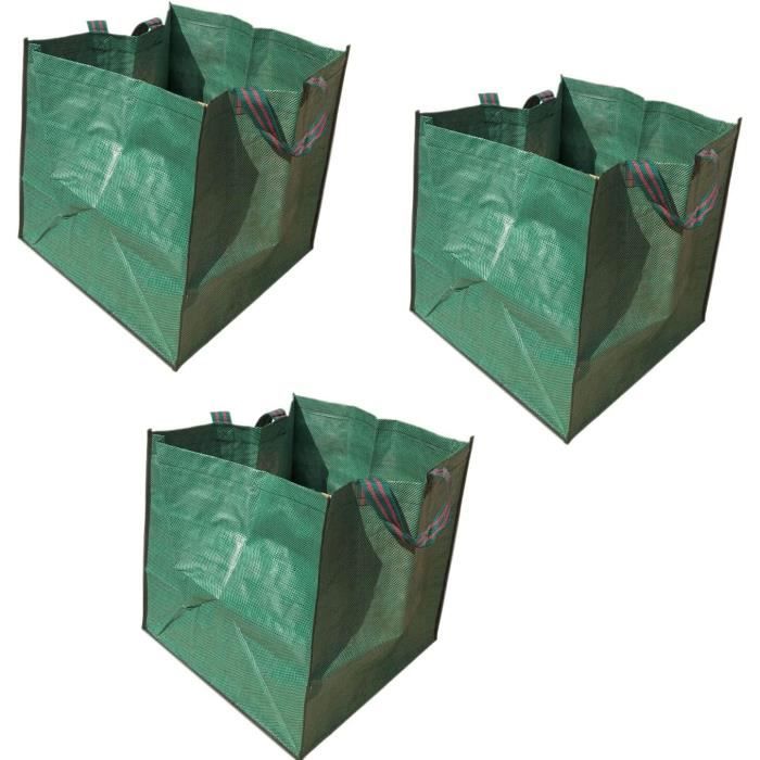 Lot de 3 sacs à déchets de jardin, étanches, réutilisables et pliables ...
