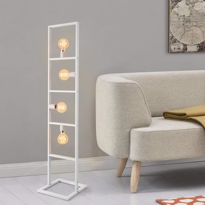 Lampadaire Design Lampe Sur Pied Moderne 4 X E27 60W Métal Hauteur 142,5 Cm Blanc[x332 ...