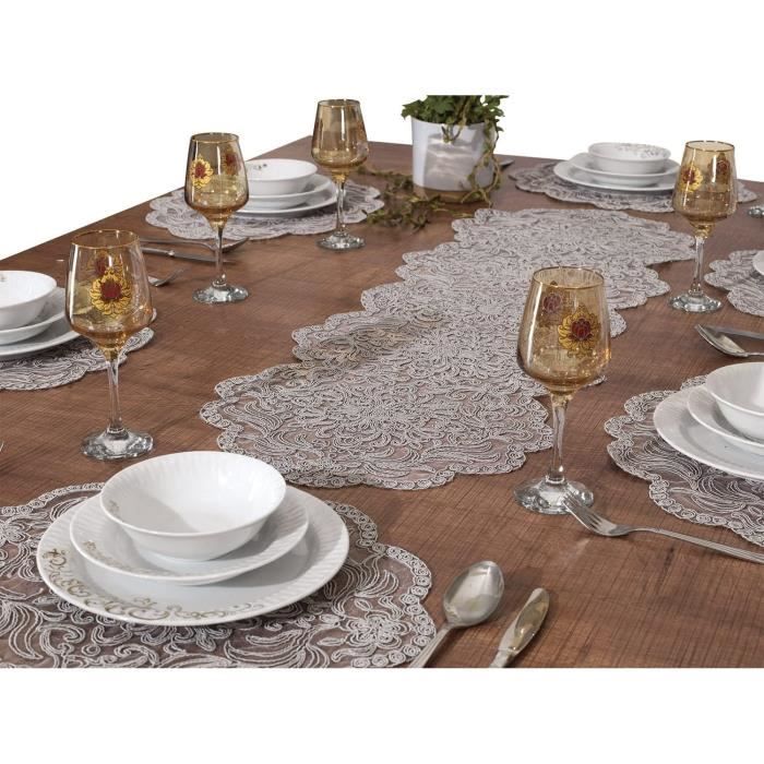 Set De Table Rond En Dentelle Belle Œuvre D'Art Polyvalent - Gris ...