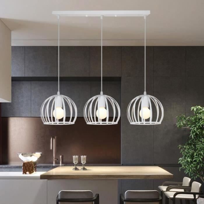 Lustre Industriel 3 Lampes Suspension Luminaire, Rétro Plafonnier ...