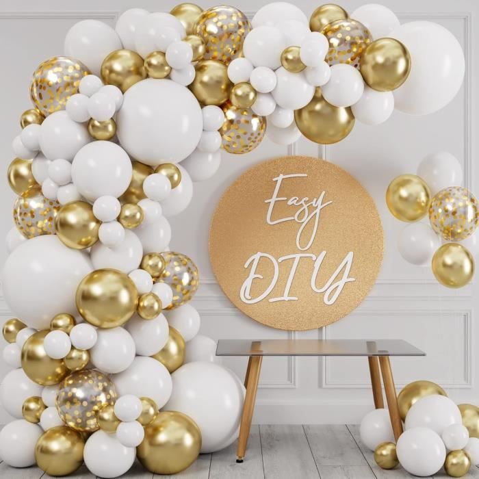 Arche Ballon Blanc Et Or, Kit Arche De Ballon Pour Anniversaire, Ballon ...