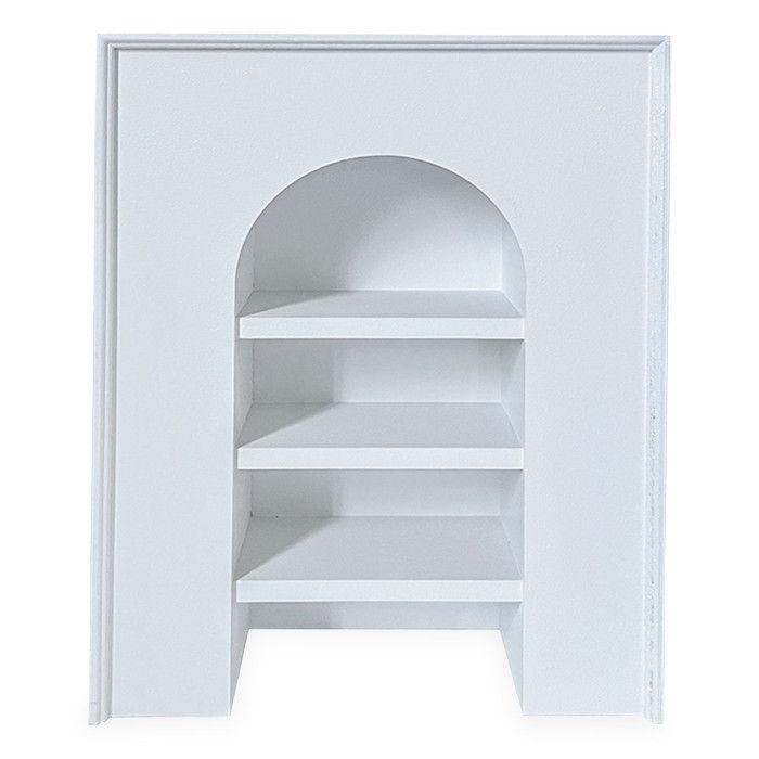 Meuble à étagères style naturel avec arche Vincia L60xH80cm Blanc ...