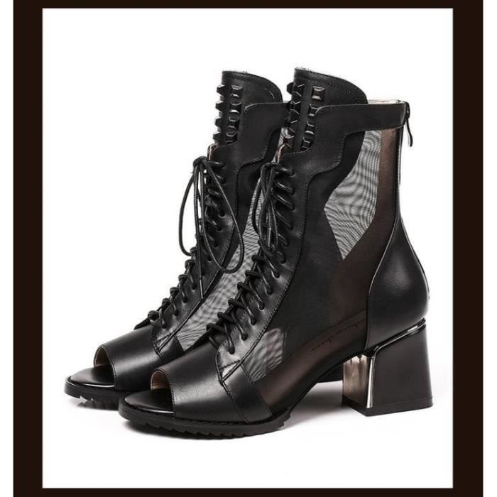 Escarpins Femme Talon épais classique confortable surface maille - noir ...