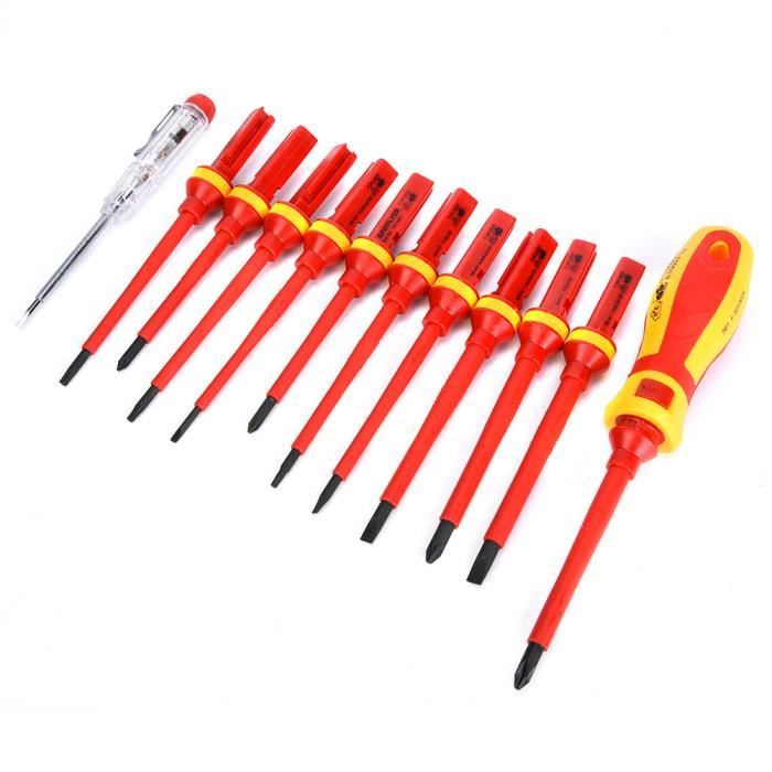 Qiilu outils d'électricien 13 pièces ensemble de tournevis isolation ...