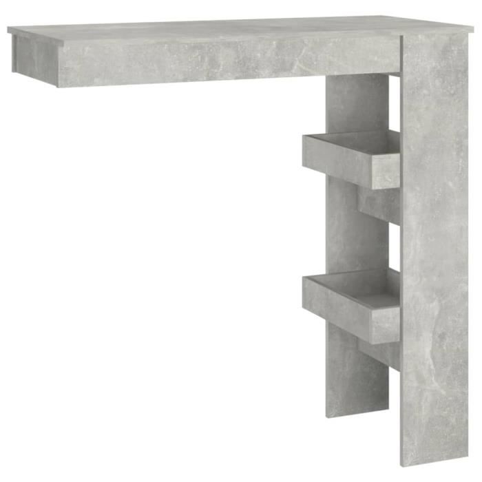 VidaXL Table de bar murale Gris Béton 102x45x103,5cm Bois d'ingénierie ...