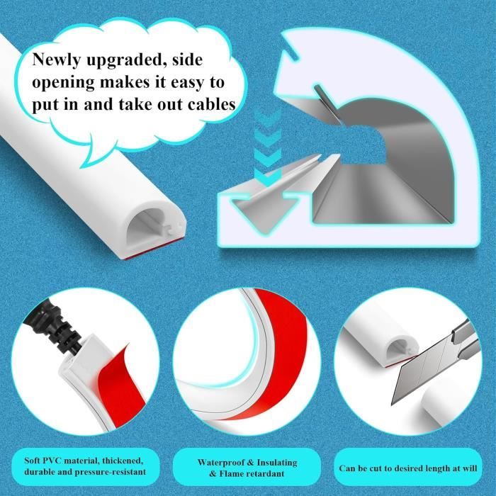 Goulotte Passe Câble - Non spécifié - 1M - PVC Durable - Auto-adhésif ...