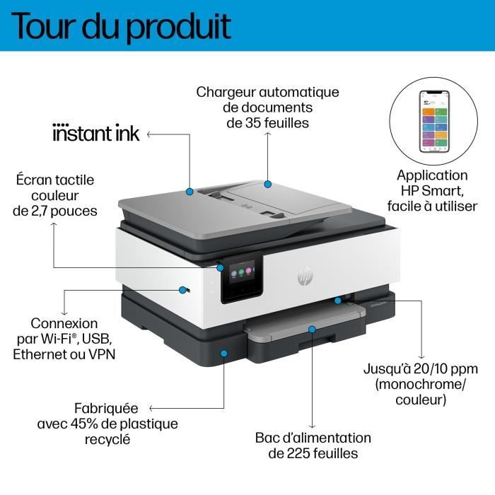 HP OfficeJet Pro 8124e - Imprimante tout-en-un – Jet d’encre couleur ...