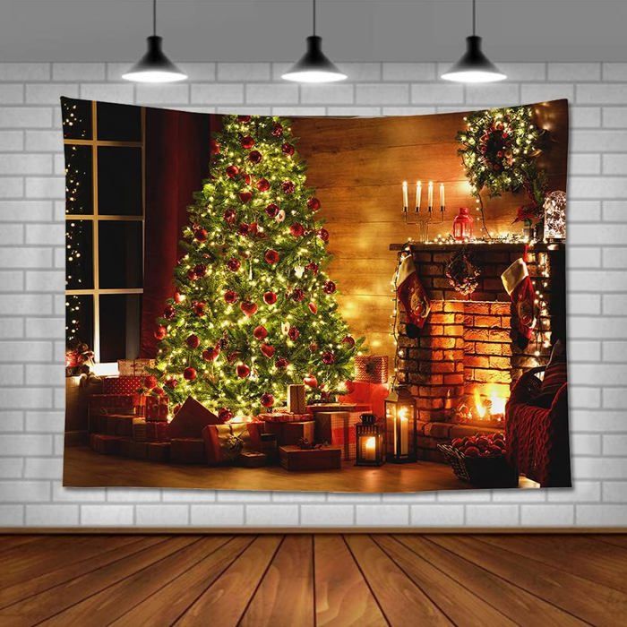 Toile de Fond Noël 7x5FT, Décoration Studio Hiver Sapin Village, Tissu ...