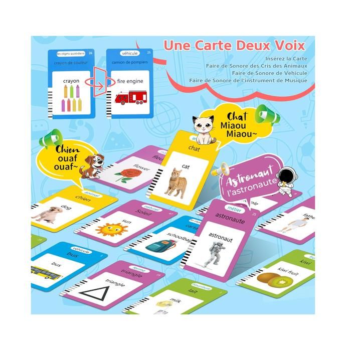 Cartes éducatives, 112 Cartes mémoire bilingues Recto-Verso, 224 Mots ...