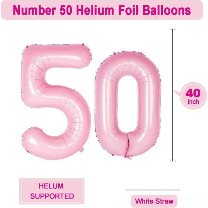 Ballon Chiffre Anniversaire 50 Ballons Numériques En Aluminium,100 Cm ...