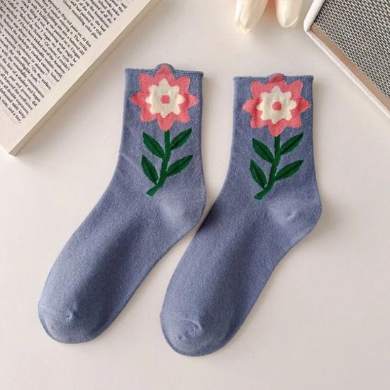 Chaussettes De Dessin De Style Japonais Coréen Pour Filles Fleur