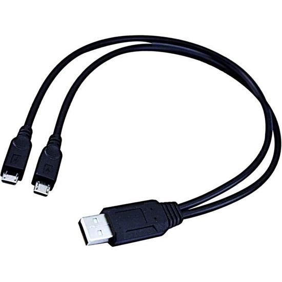 Câble Micro USB Y Splitter USB 2.0 2 Micro USB B mâle vers 1 connecteur ...