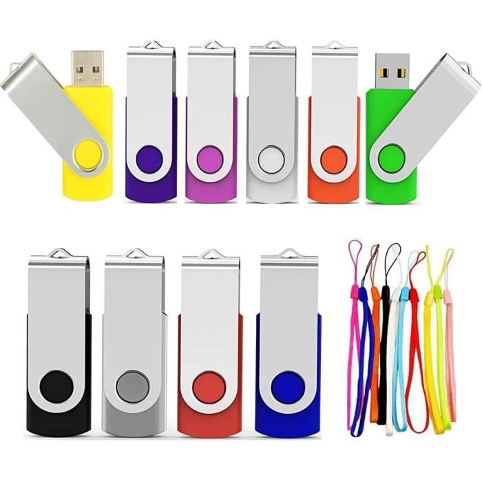 Lot de 10 Clé USB 2.0 8Go Mémoire Stick, Rotation Cle USB 8Go Lot de 10 ...