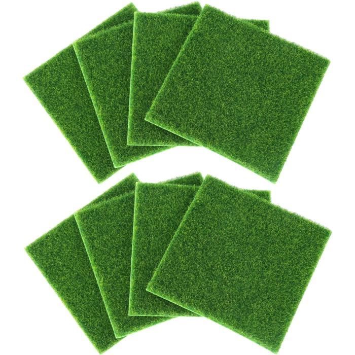 8 Pièces Gazon Artificiel Miniature, 15X15Cm Artificiel Gazon Synthetique,Pelouse Synthetique ...
