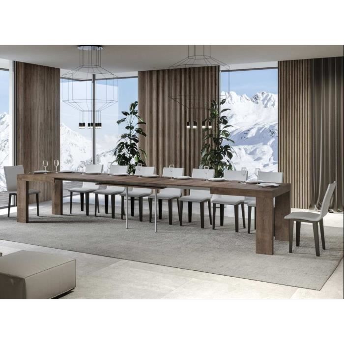 Table rectangulaire extensible 6 à 20 personnes L 160 à 420 cm bois ...