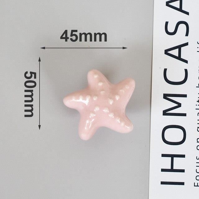 Étoile de mer rose - poignée de meuble en céramique, en forme de cœur ...