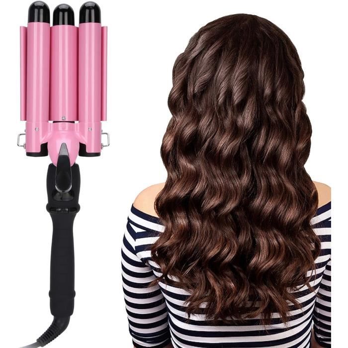 Fer à Friser Céramique Boucleur 3 tête Sertisseuse à Vague de Cheveux,Bigoudi électrique en ...
