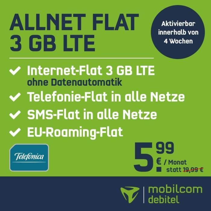 Mobilcom-debitel MegaSim Allnet 5 Go - Cdiscount Téléphonie