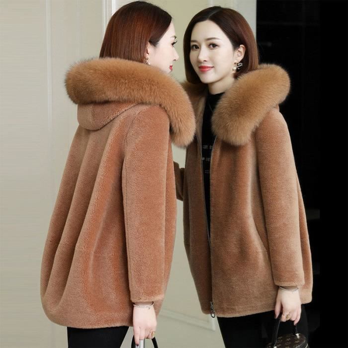Veste Dhiver En Fausse Fourrure Femmes Col En Fourrure Parkas à