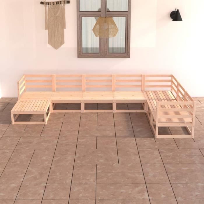 Star Sale* Salon bas de jardin balcon Sofa de jardin 7 pcs Bois de pin ...